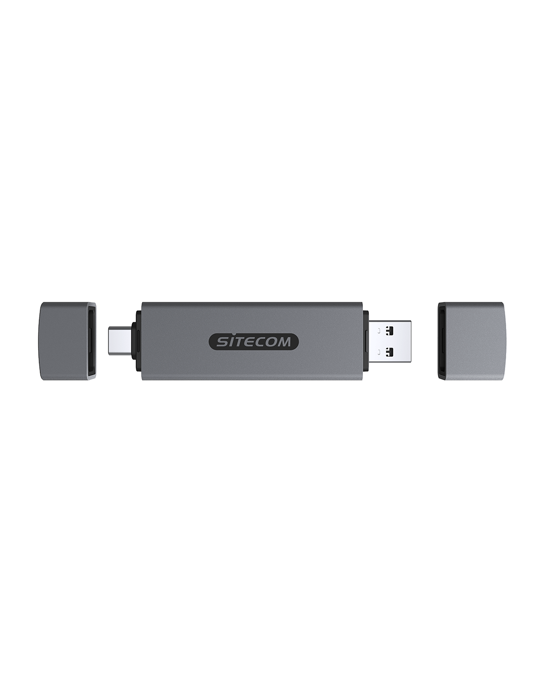 Sitecom USB-A + USB-C Stick Card Reader with USB Port